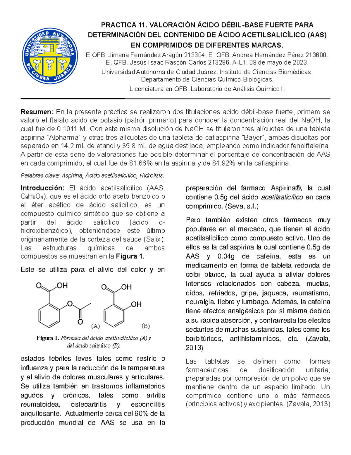 P11. Valoración ácido débil-base fuerte para determinación del ...