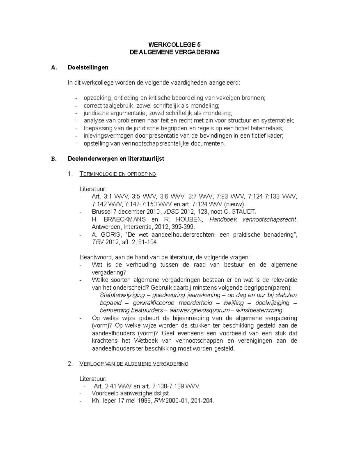 WC 5 Algemene Vergadering (studentenversie) 2020-2021 - WERKCOLLEGE 5 ...