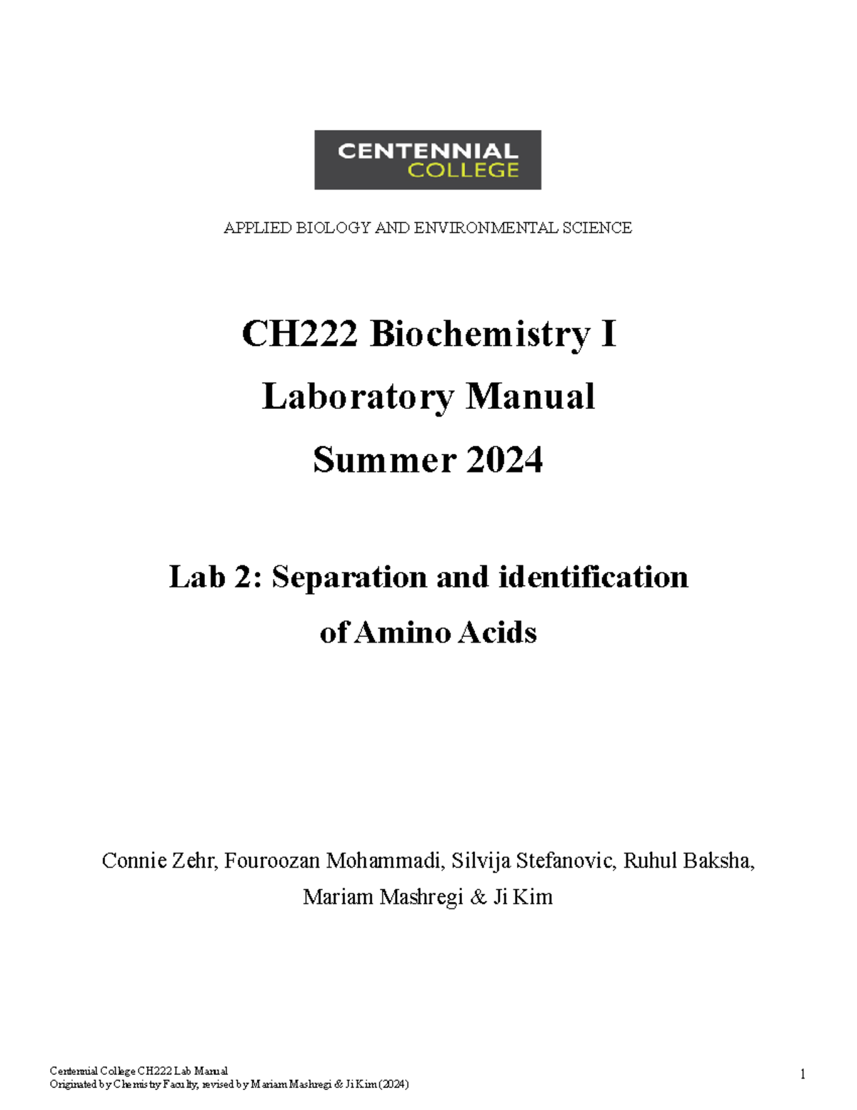 CH222 Exp#2 Separation and identification of amino acids 24M - Copy ...