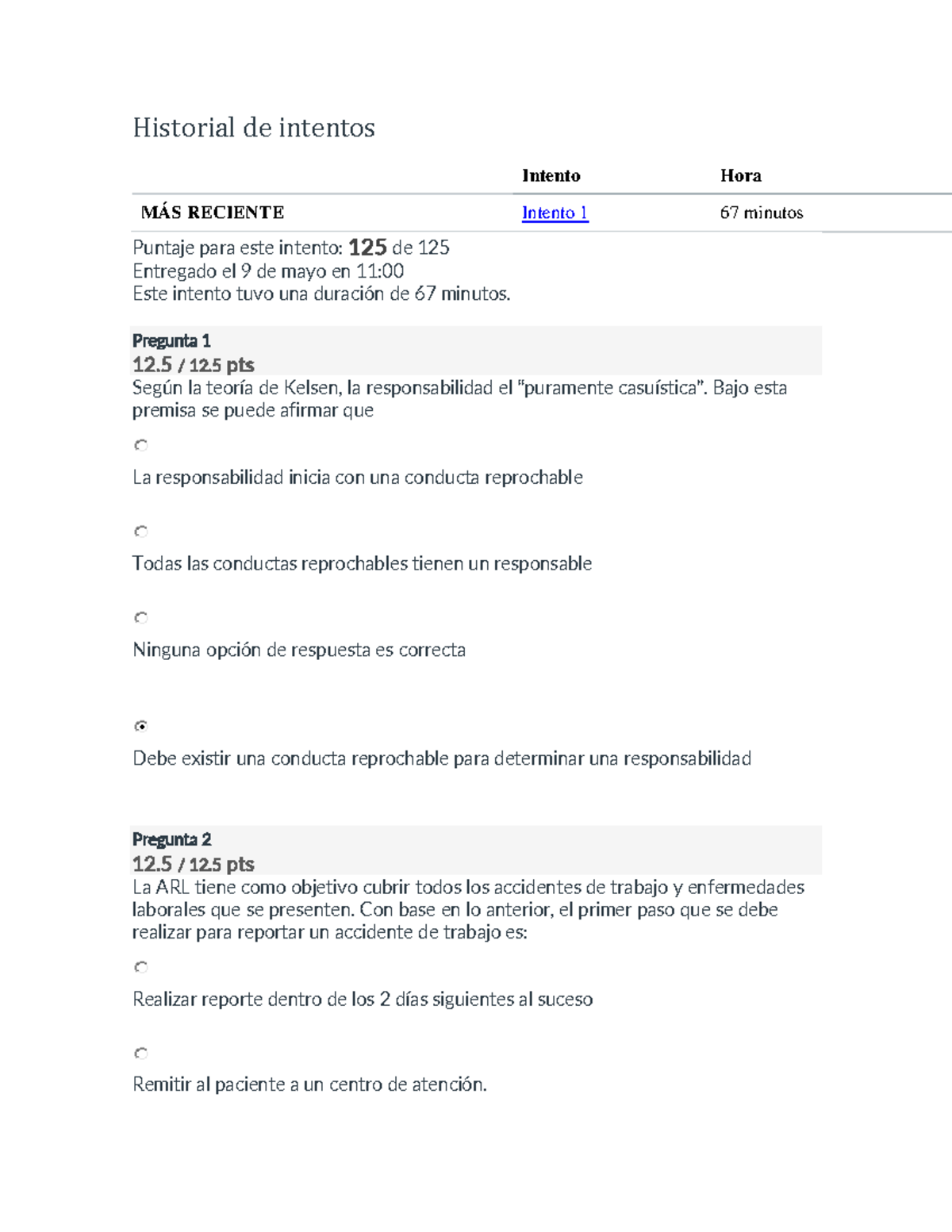 Examen Final Escenario 8 RSGR - Historial de intentos Intento Hora MÁS ...