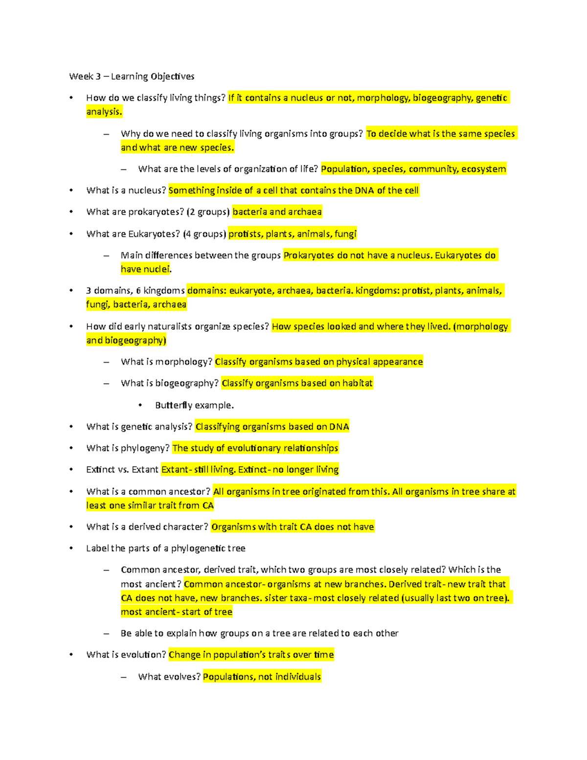 Biology 1101 Organizing Life and Evolution Study Guide - Week 3 ...