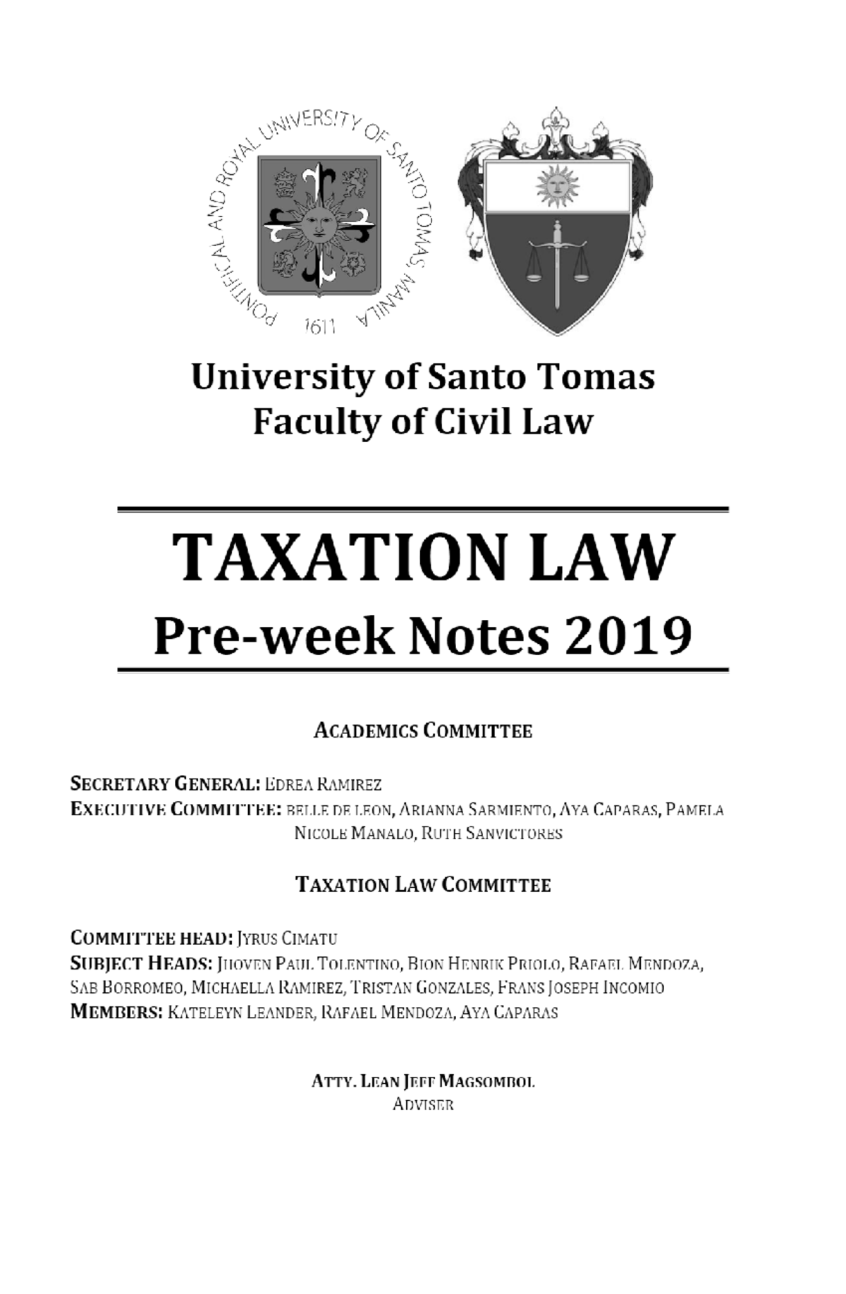 2019-UST-PRE-WEEK- Taxation-LAW - Pdfcoffee - Taxation - Studocu