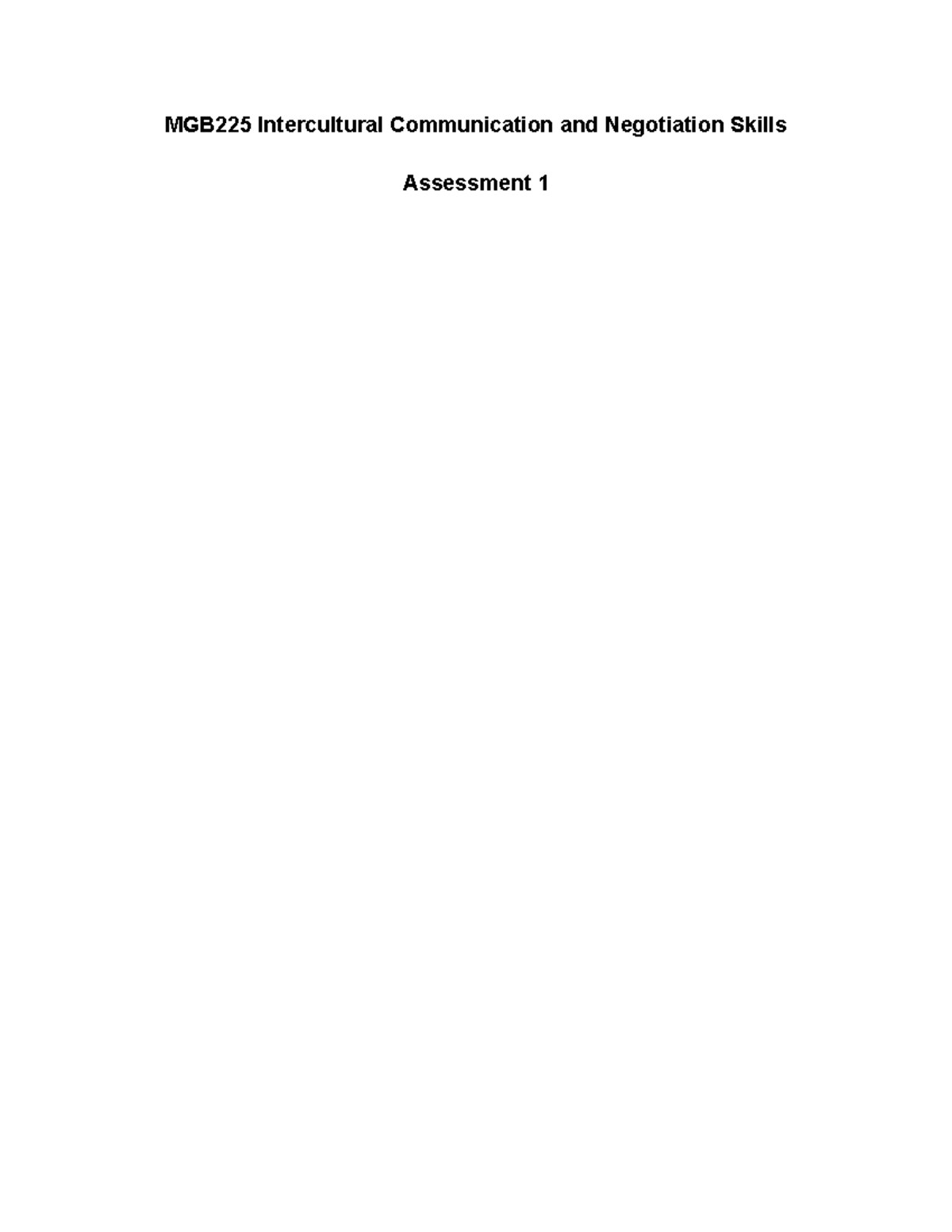Mgb 225- Assignment 1 - guidances - MGB225 Intercultural Communication ...