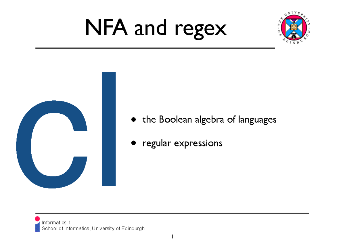 NFA and regex - the Boolean algebra of languages and regular ...