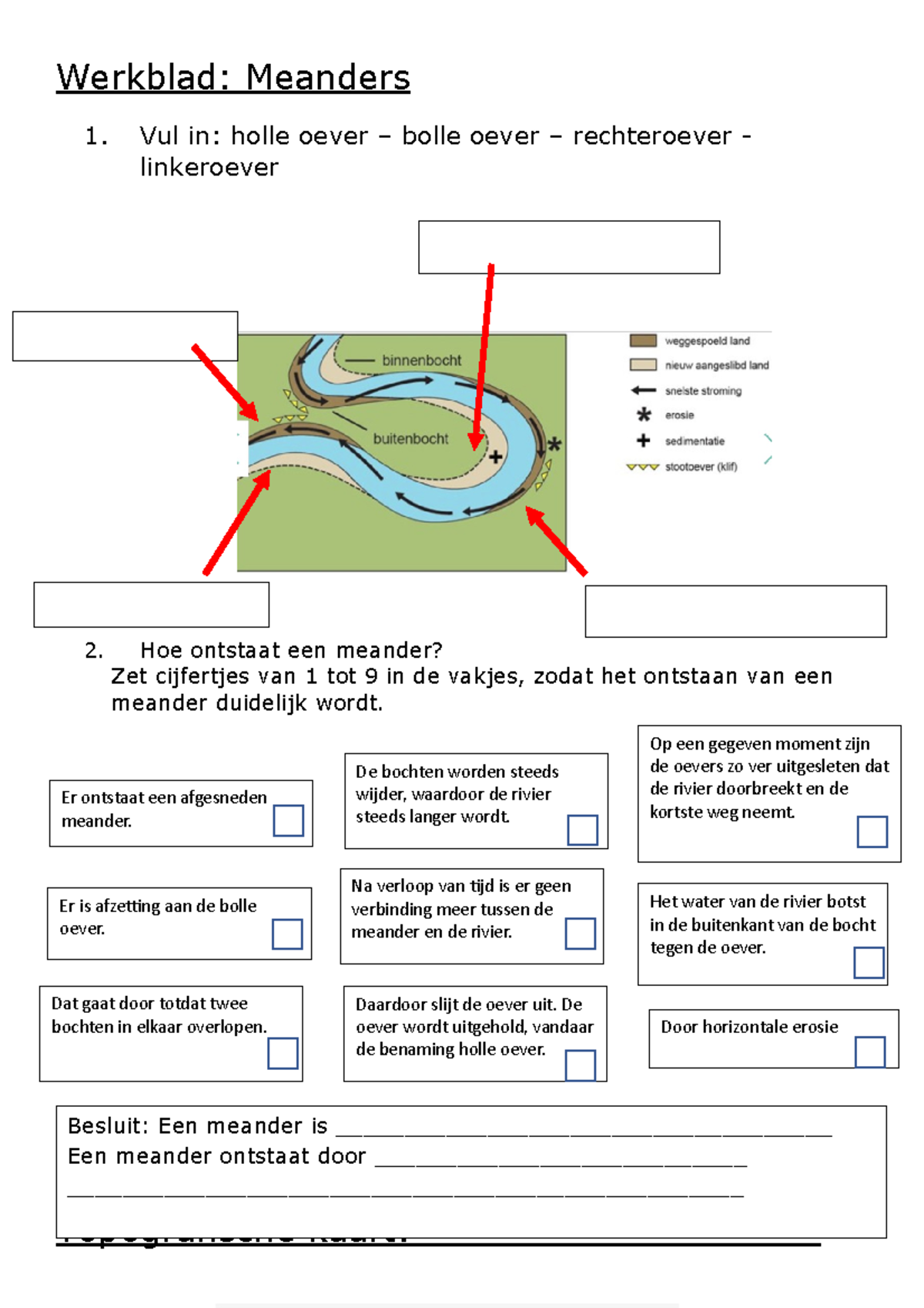 Werkblad Meander en top graf kaart - Werkblad: Meanders 1. Vul in ...