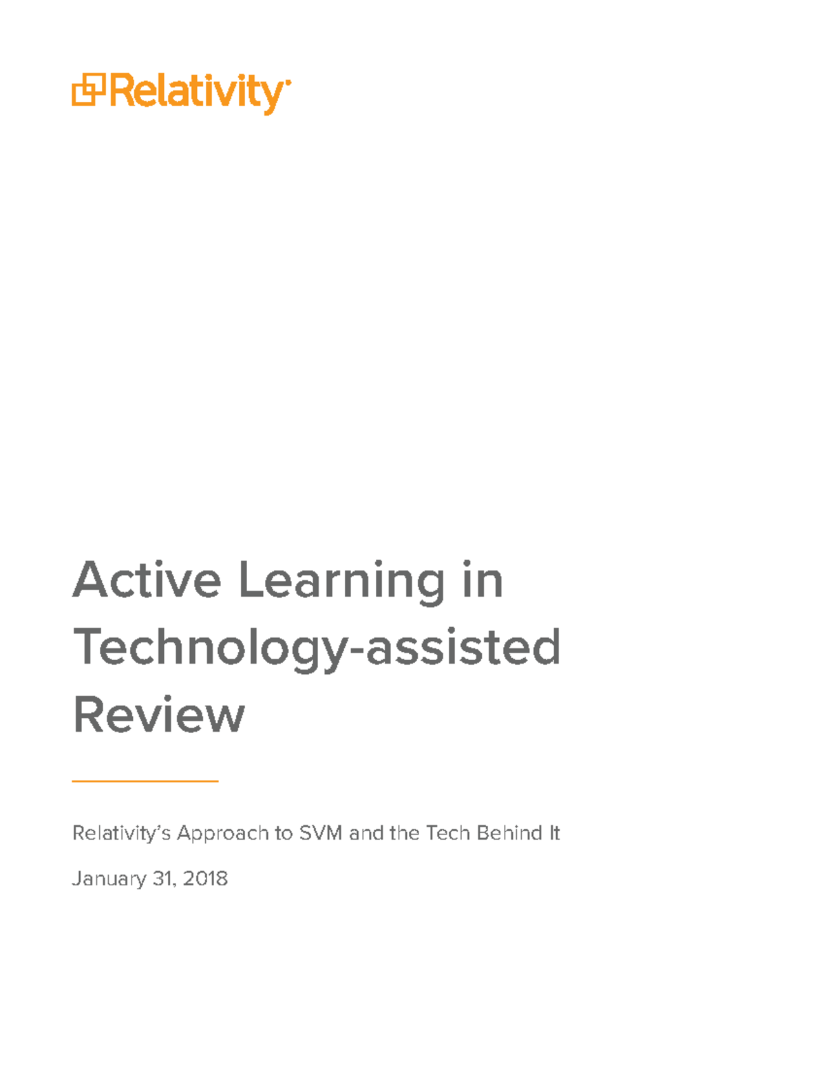 Relativity White Paper Active Learning In Technology Assisted Review ...