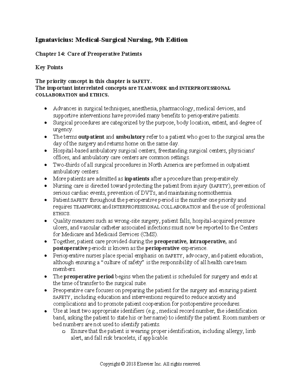 Chapter 014 key notes - Ignatavicius: Medical-Surgical Nursing, 9th ...