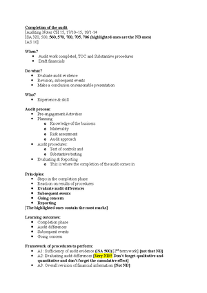 Audit Risk table - summary of inherent risk, control risk and detection ...
