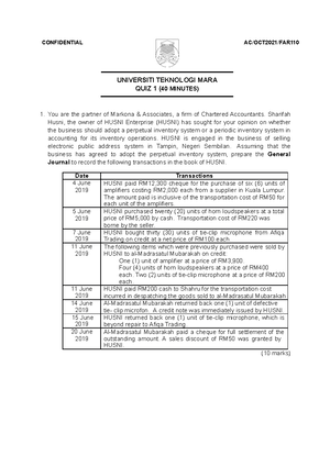 Latihan FAR 110 - FAR 110 - Explain accounting equation The accounting ...