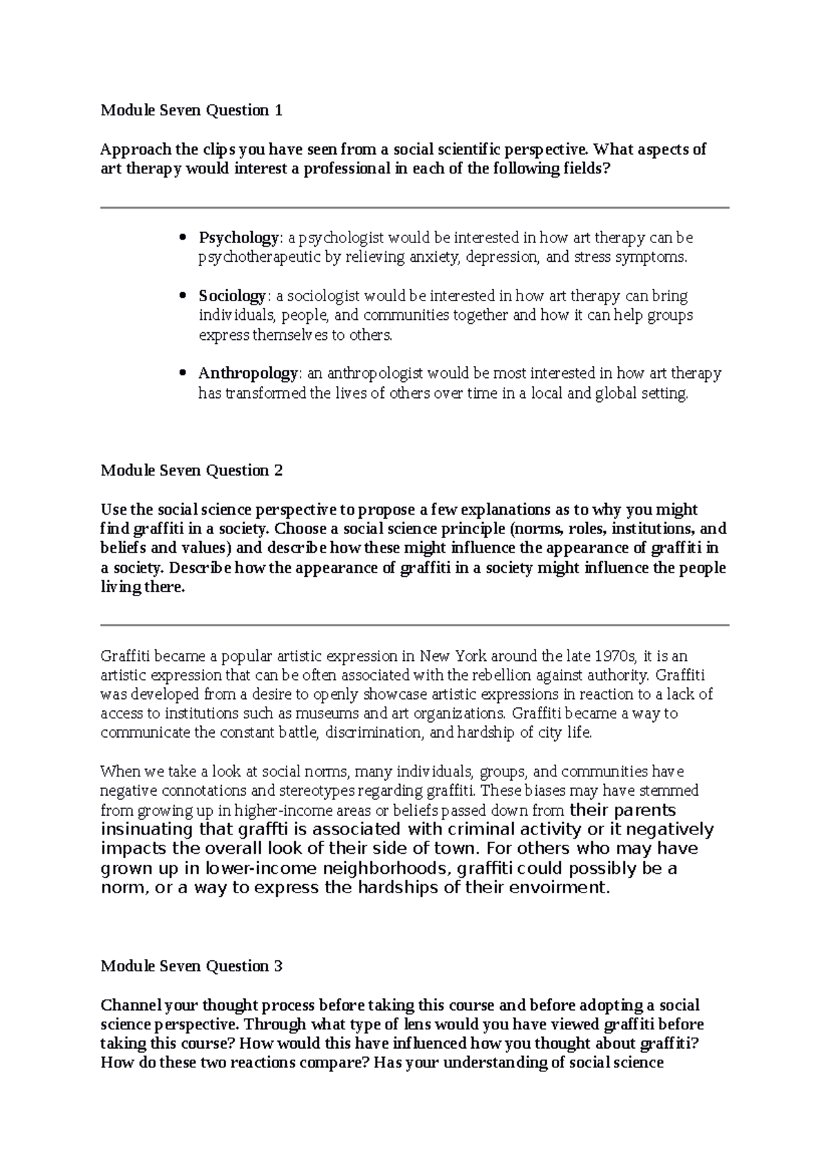 Module 7: Short Responses Applied Social Science - Module Seven ...