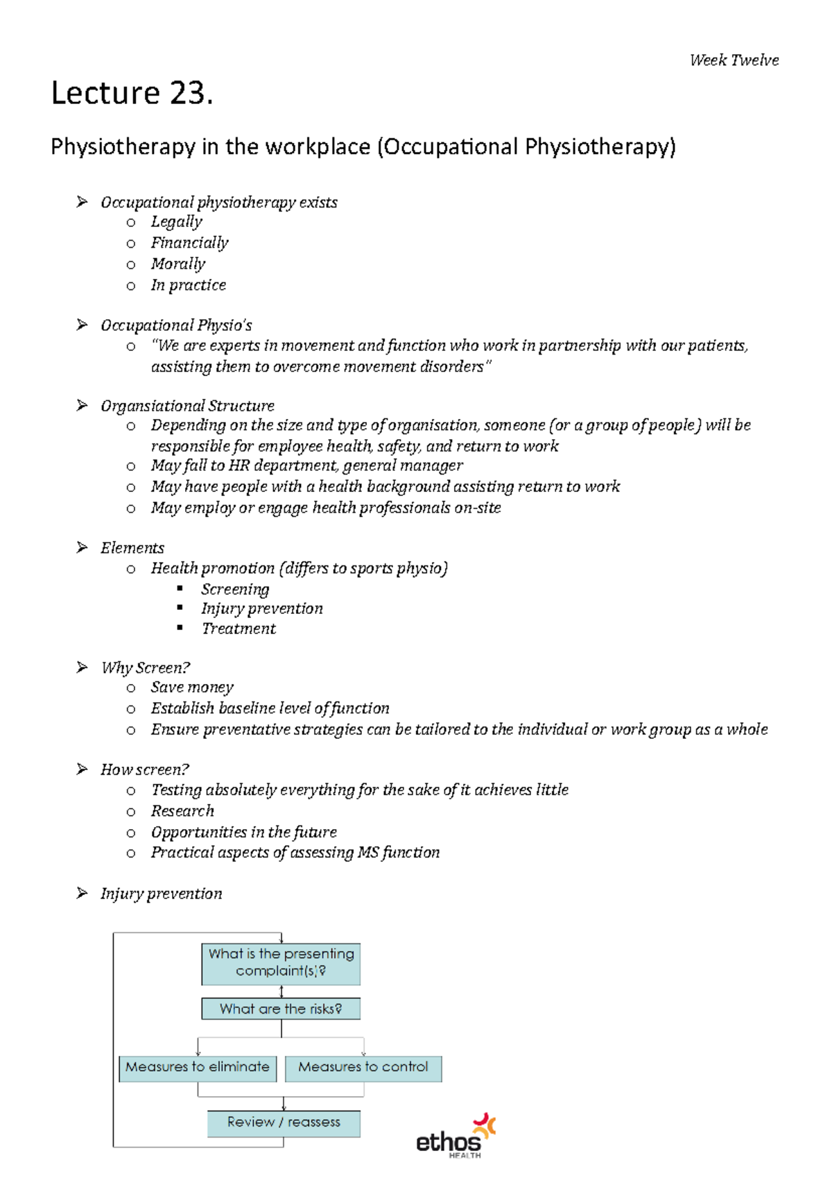 PHTY2020 Lecture 23 - Summary Notes - Week Twelve Lecture 23 ...