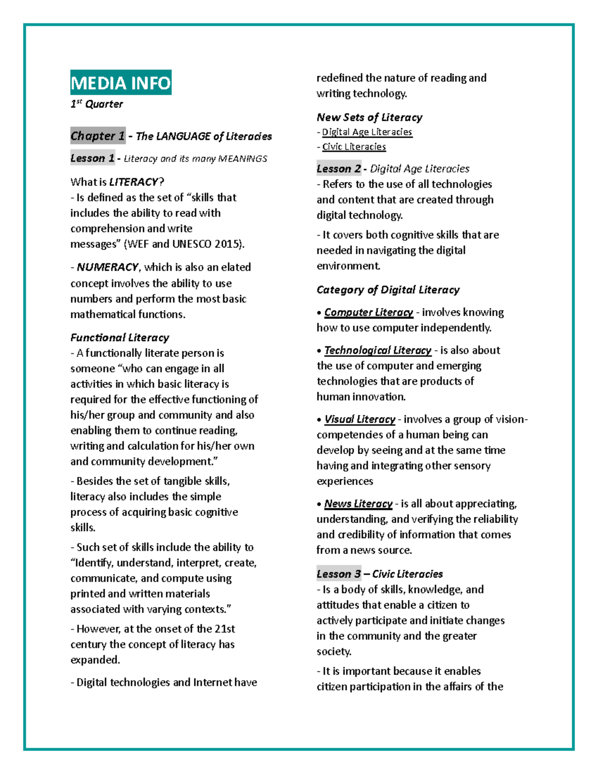 Media-Info-Reviewer - MEDIA INFO 1 st Quarter Chapter 1 - The LANGUAGE ...