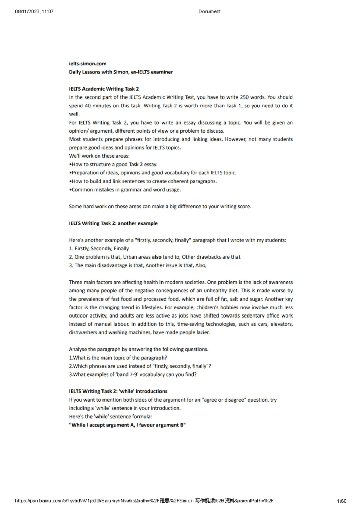 Simon writing task 2 写作技巧 - 076048 - Studocu