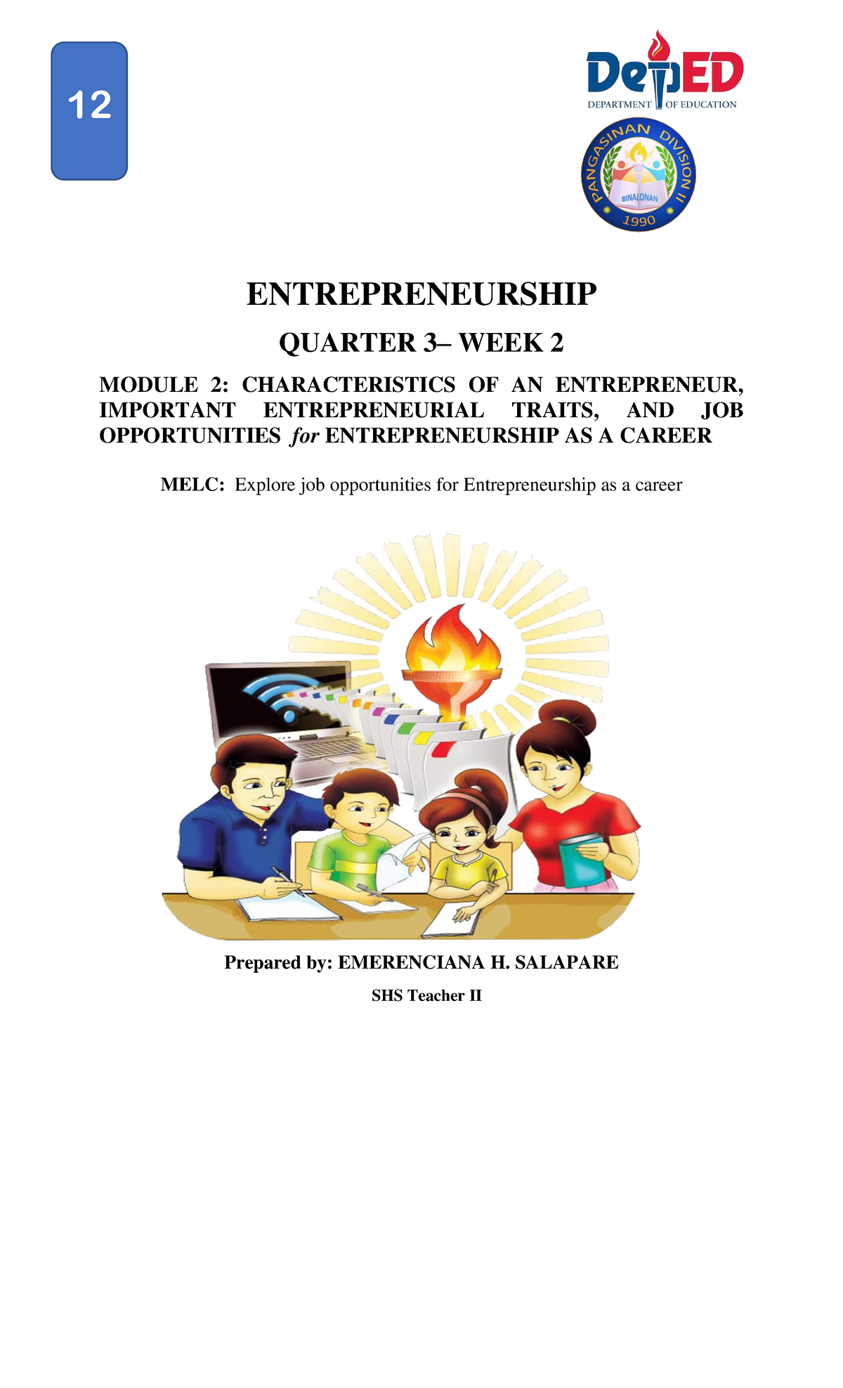 Entrep 2 - ENTREPRENEURSHIP QUARTER 3 – WEEK 2 MODULE 2 ...