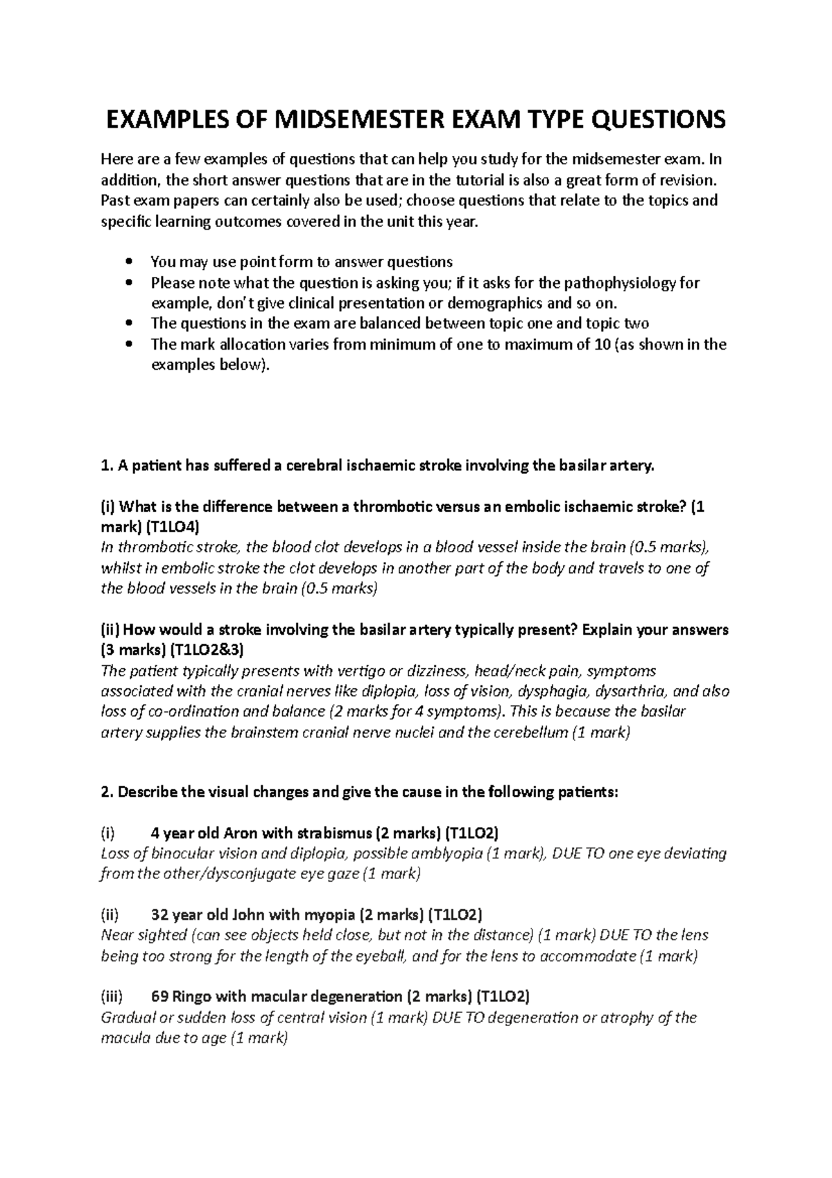 Final Examples OF Midsemester Questions - EXAMPLES OF MIDSEMESTER EXAM ...