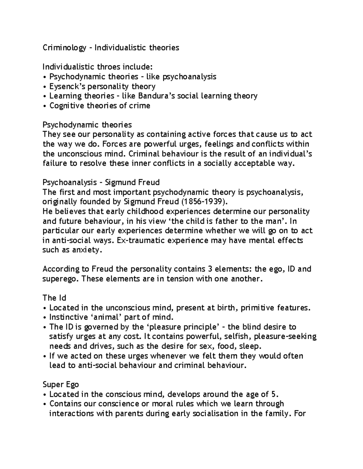 Criminology - Individualistic theories - Criminology - Individualistic ...