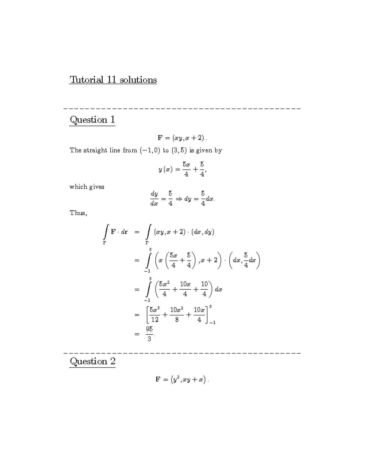 Additional Tutorial 11 2015 solutions - Tutorial 11 solutions - Studocu