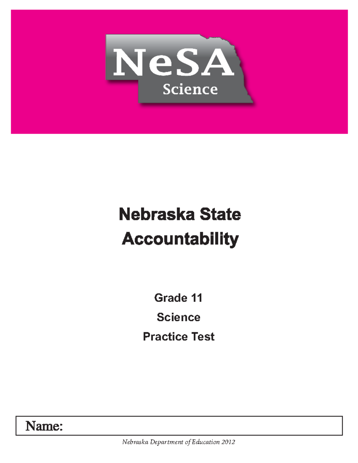 2011 2012 Ne SA Science Practice test GR 11 - Grade 11 Science Practice ...