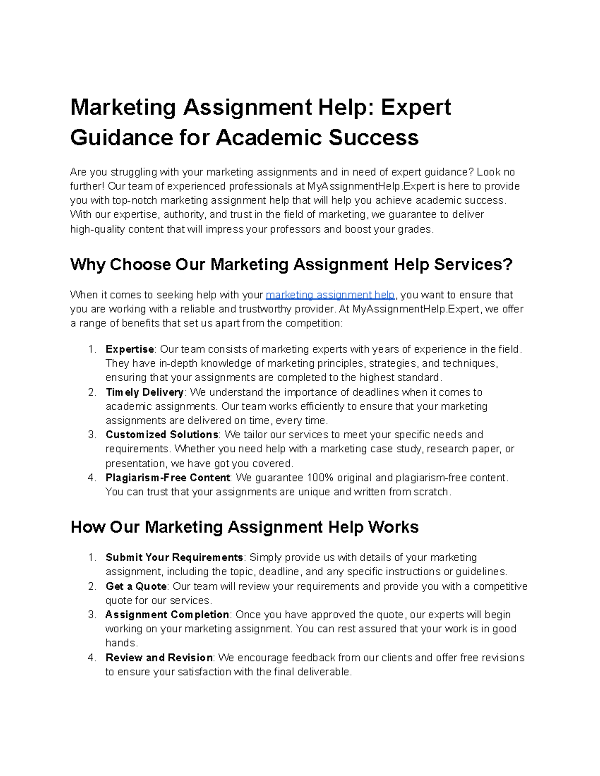 Marketing Assignment Help Expert Guidance for Academic Success - With ...