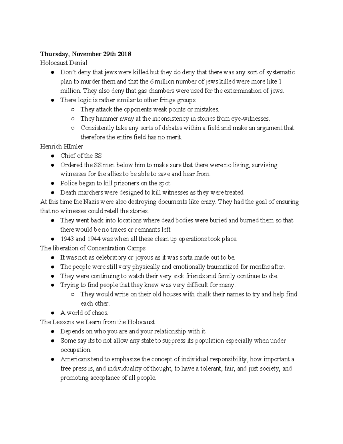 JS 211 Lecture Notes - Thursday, November 29th 2018 Holocaust Denial ...