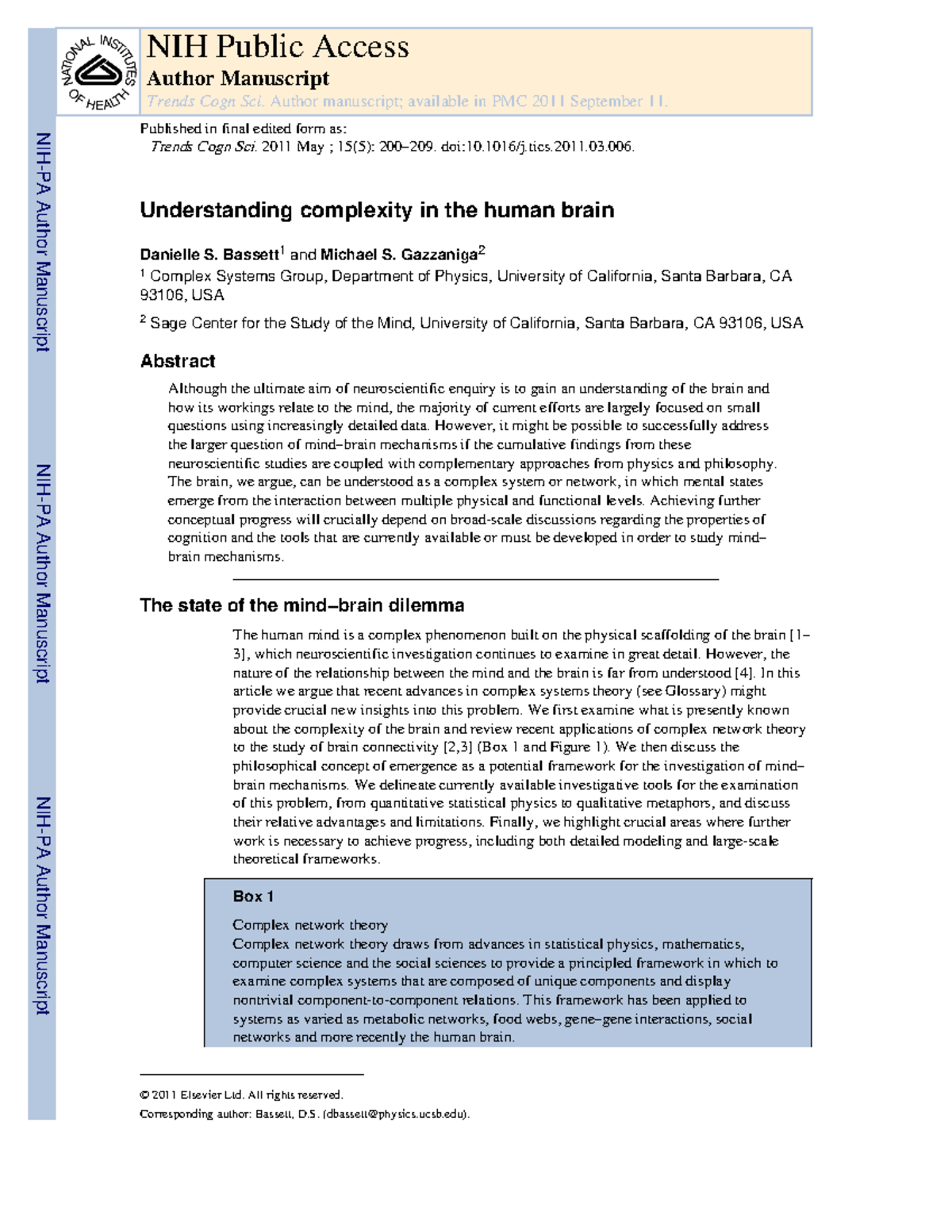 Understanding the complexity in the human brain - Understanding ...