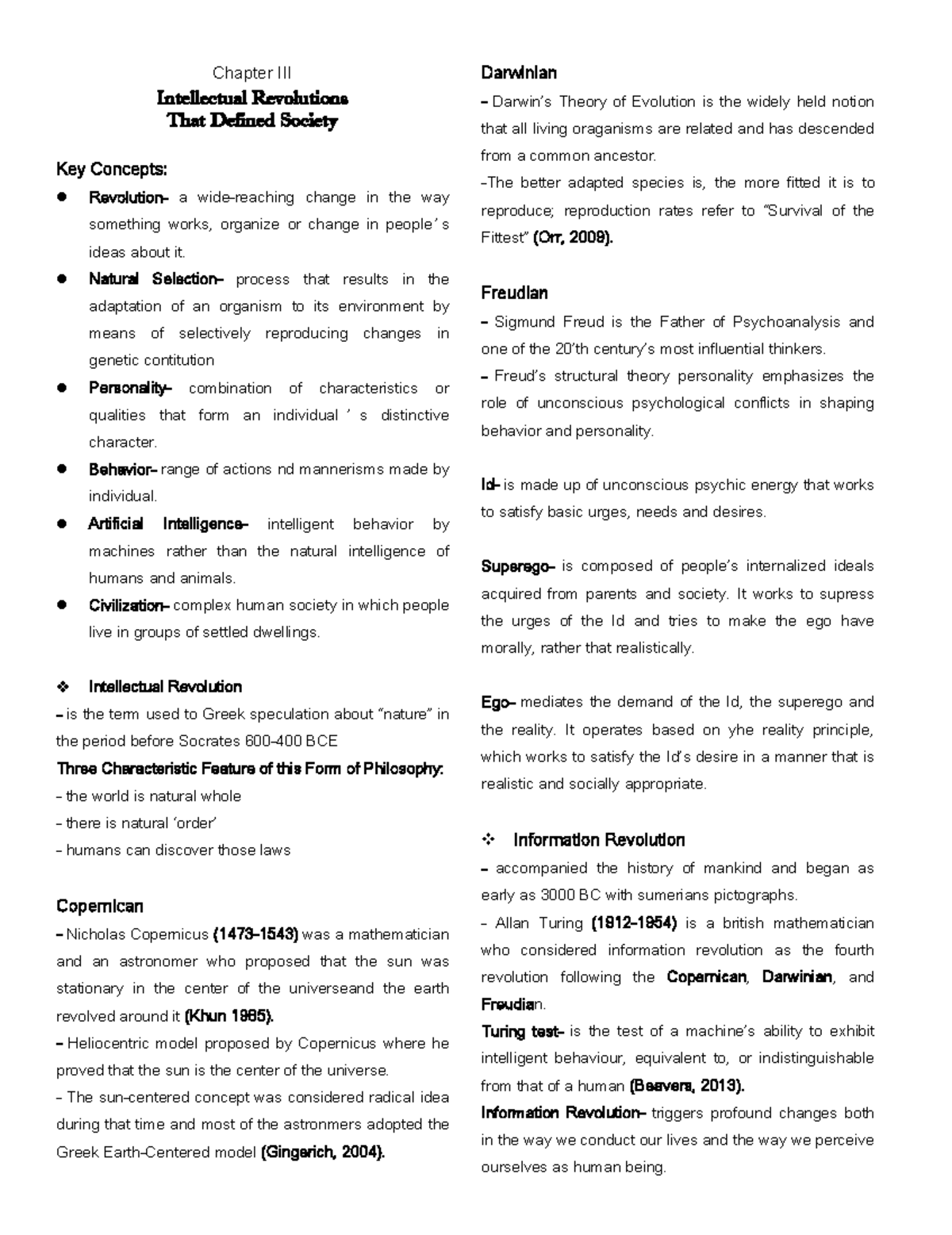 Chapter-III-Reviewer - Chapter III Intellectual Revolutions That ...