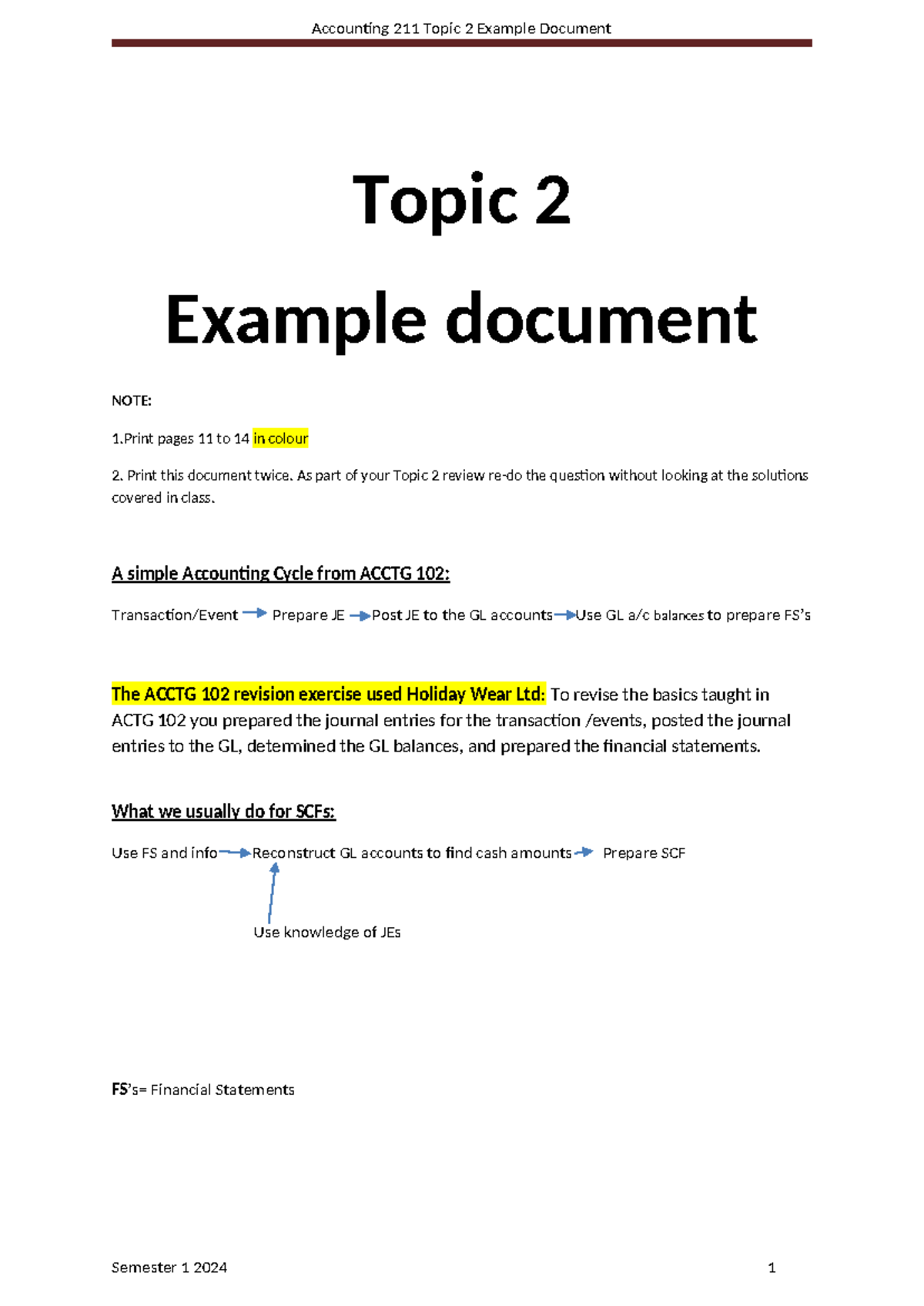 Topic 2 Example document - Topic 2 Example document NOTE: 1 pages 11 to ...