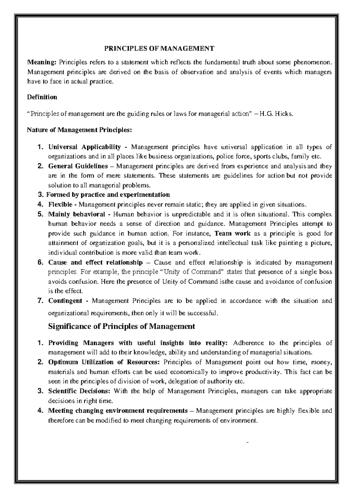 Principles of Management - PRINCIPLES OF MANAGEMENT Meaning: Principles ...