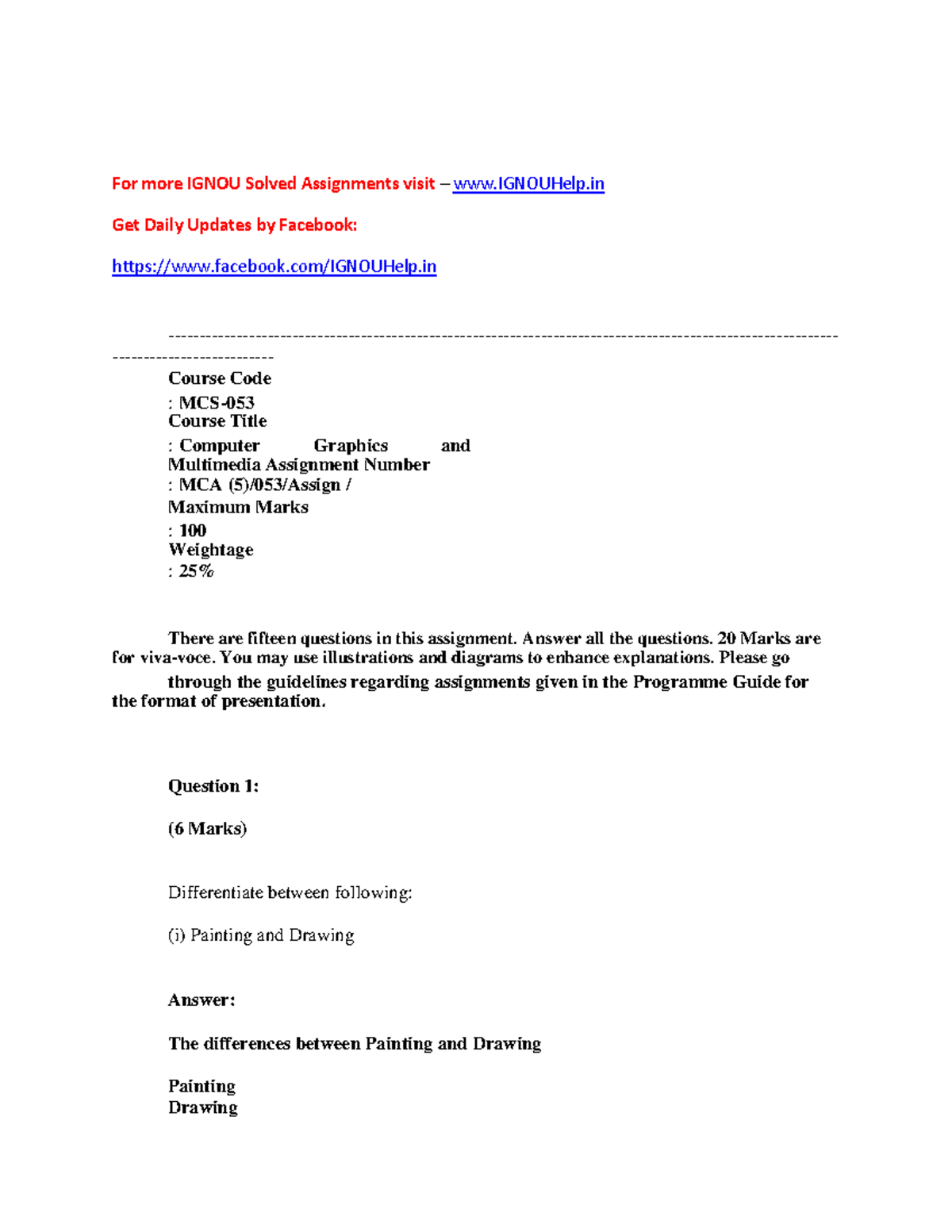 Mcs 053 Solved Assignments For More Ignou Solved Assignments Visit Ignouhelp Get Daily