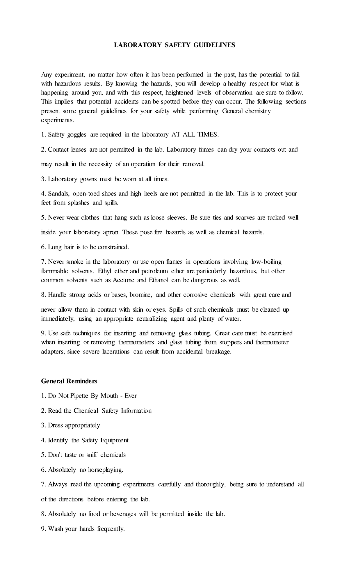 Laboratory Safety Guidelines (3,4,5,6,7) - LABORATORY SAFETY GUIDELINES ...