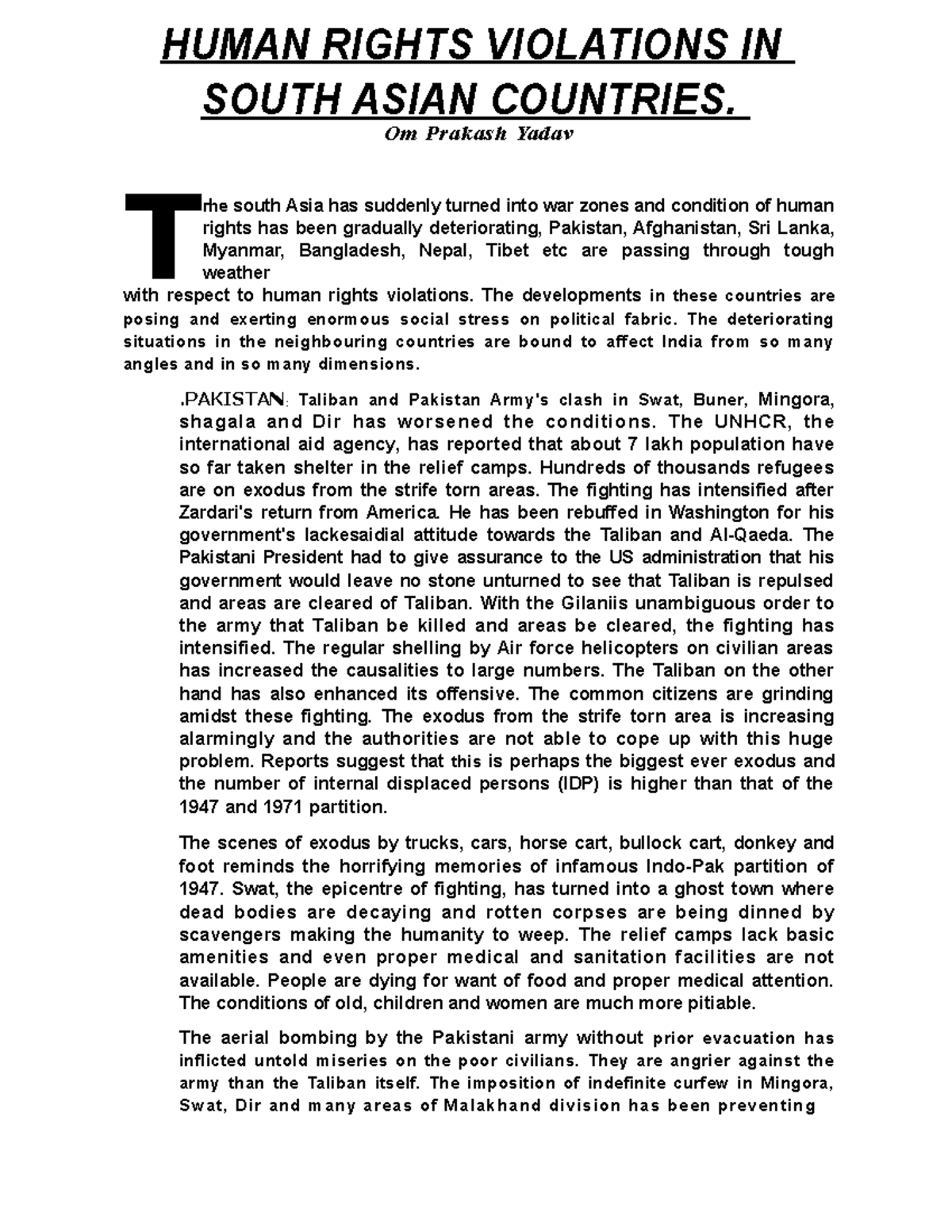 Human rights violation in south asia - HUMAN RIGHTS VIOLATIONS IN SOUTH ...