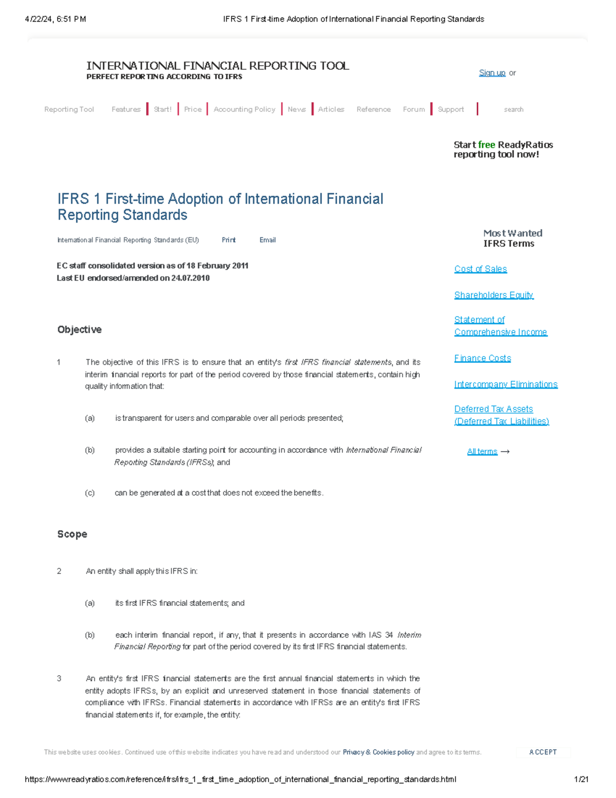 IFRS 1 First-time Adoption of International Financial Reporting ...