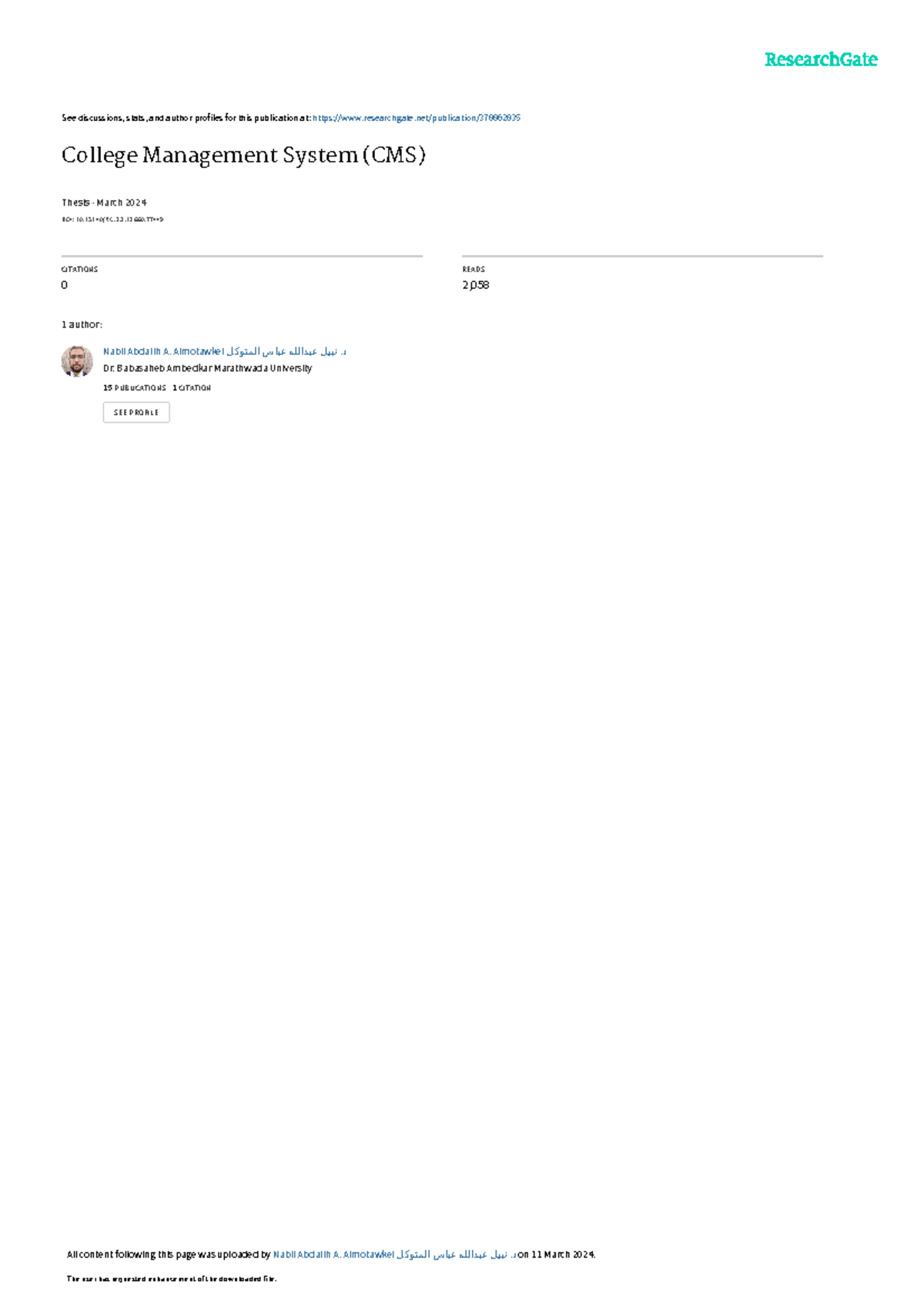 College Management System CMS - See discussions, stats, and author ...