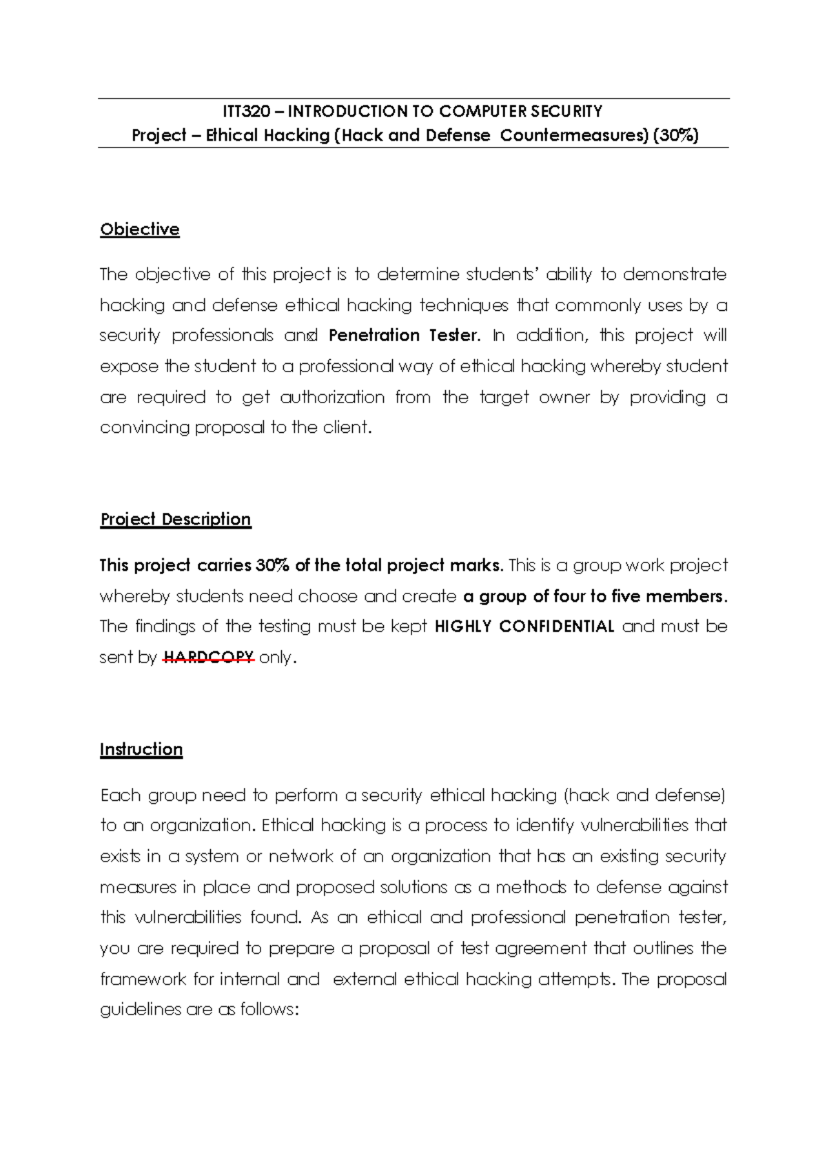 ITT320 Group Project - ITT320 – INTRODUCTION TO COMPUTER SECURITY Project – Ethical Hacking ...