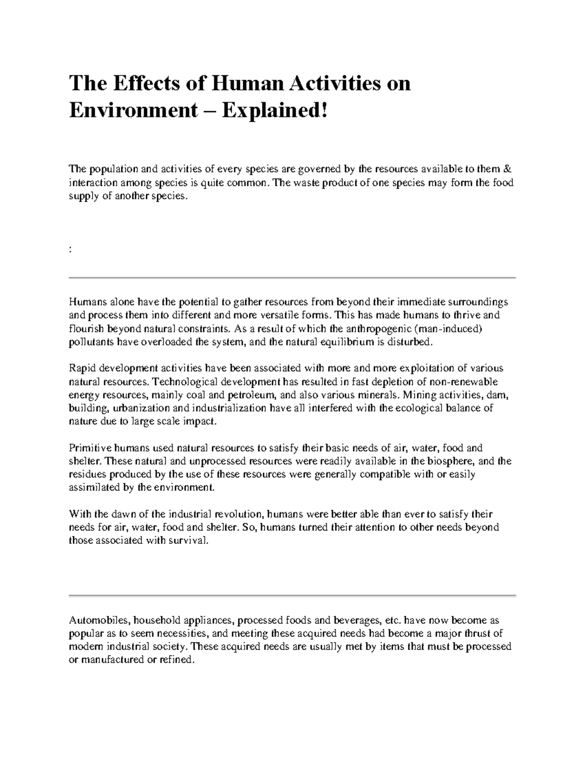 The Effects of Human Activities on Environment - The waste product of ...