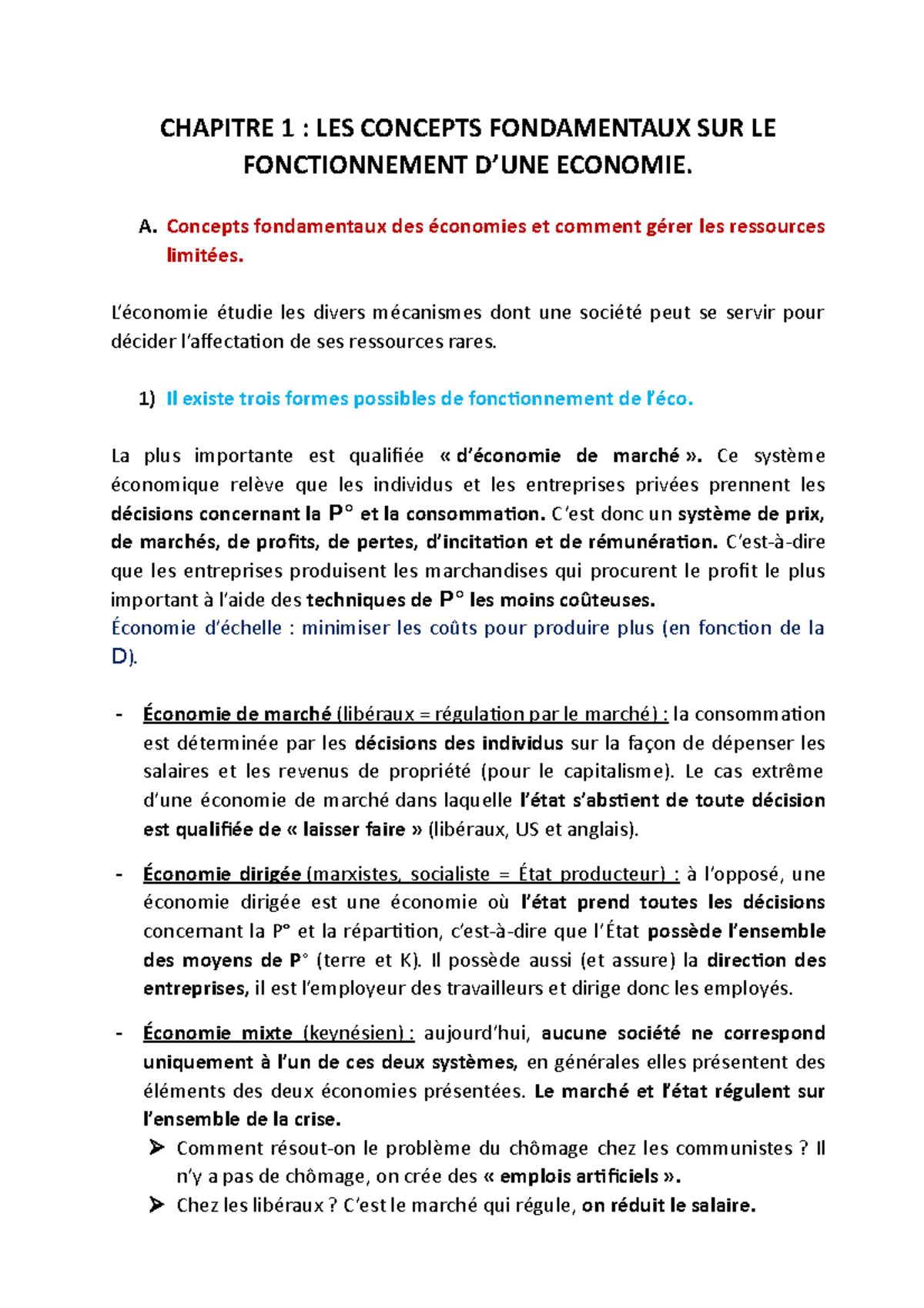 Chap.1 - Les concepts fondamentaux sur le fonctionnement d'une economie ...