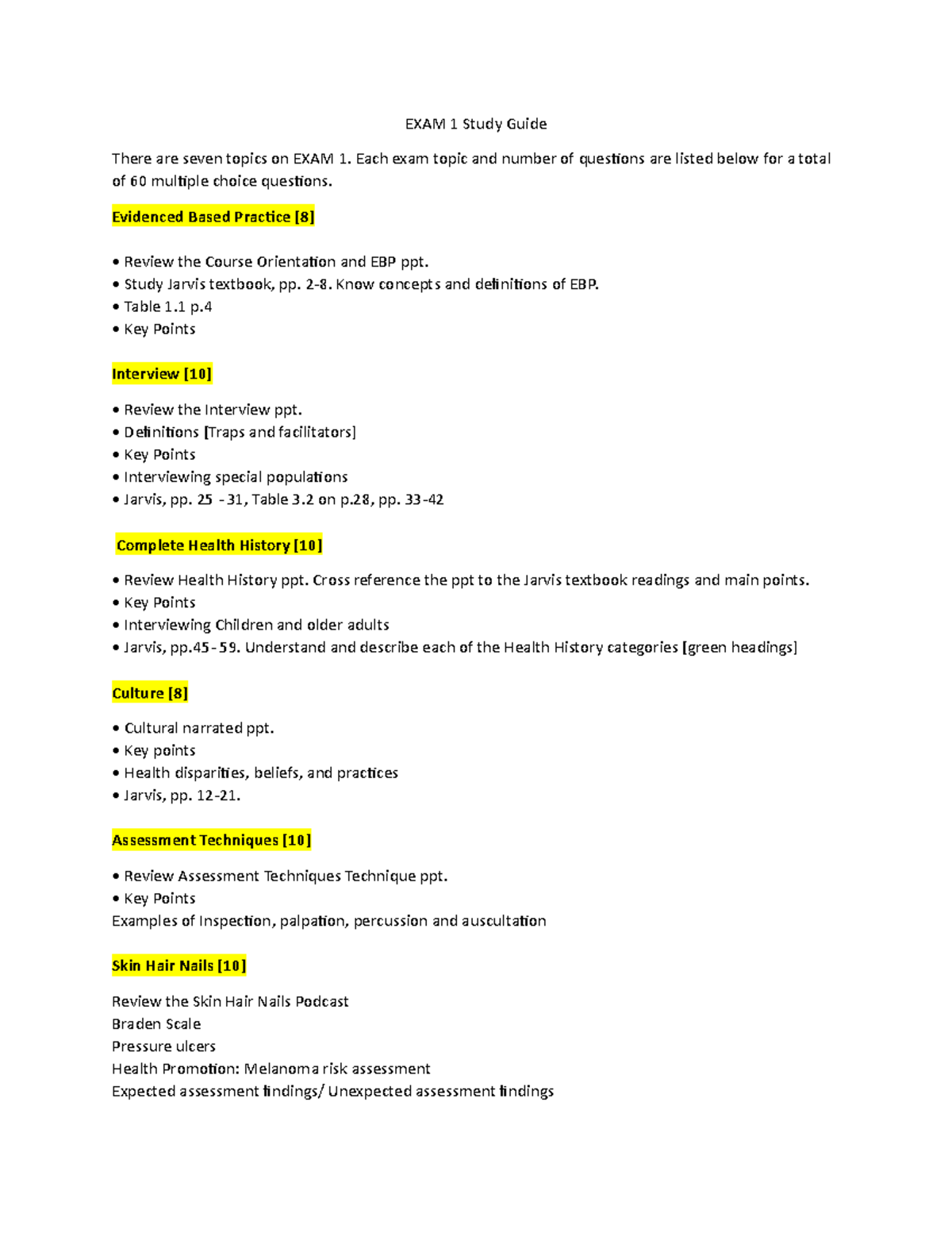 EXAM 1 Study Guide - EXAM 1 Study Guide There are seven topics on EXAM ...