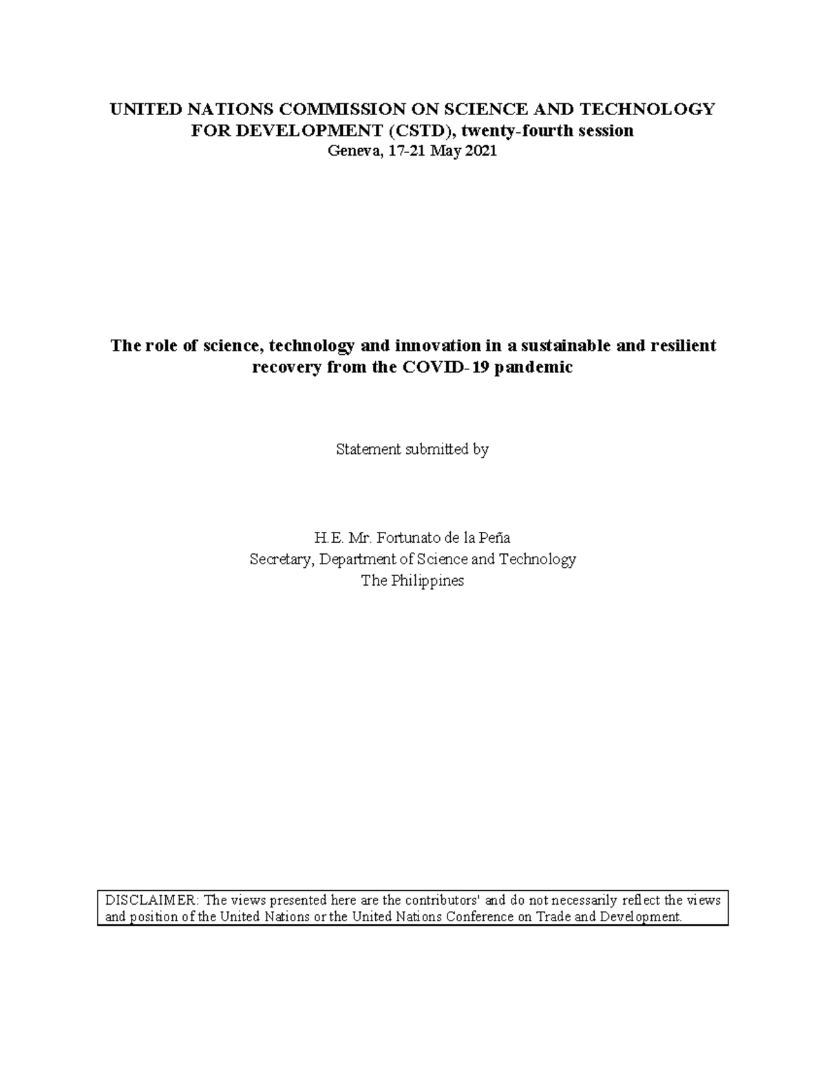 Ecn162021 sti s08 Philippines Fdela Peña en - UNITED NATIONS COMMISSION ...