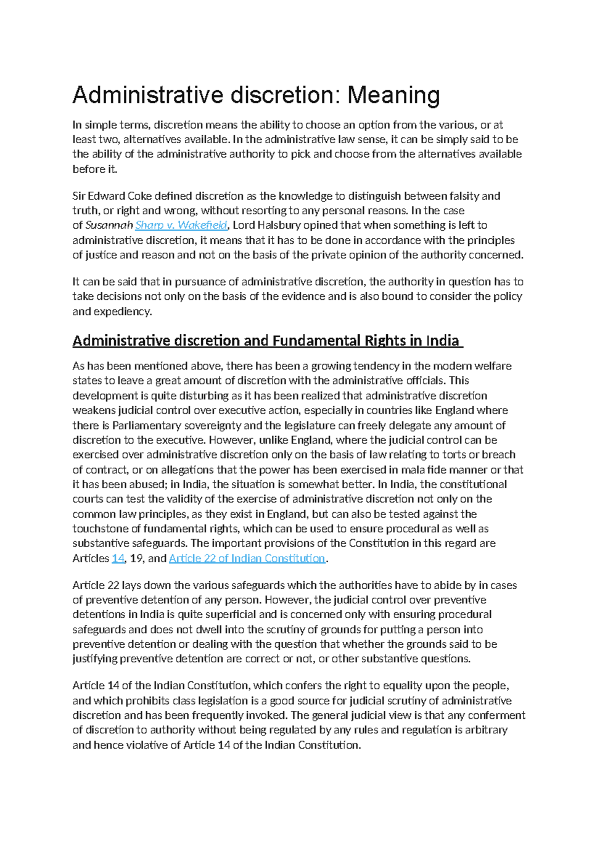 Administrative discretion Module 4 - Administrative discretion: Meaning ...
