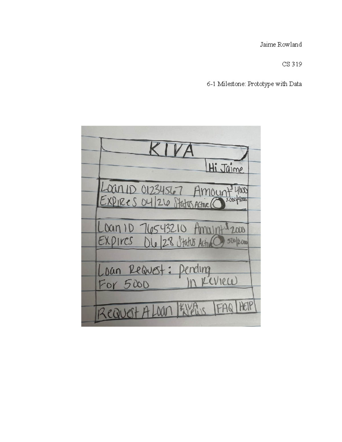 CS 319 6-1 Milestone Prototype with Data - Jaime Rowland CS 319 6-1 ...