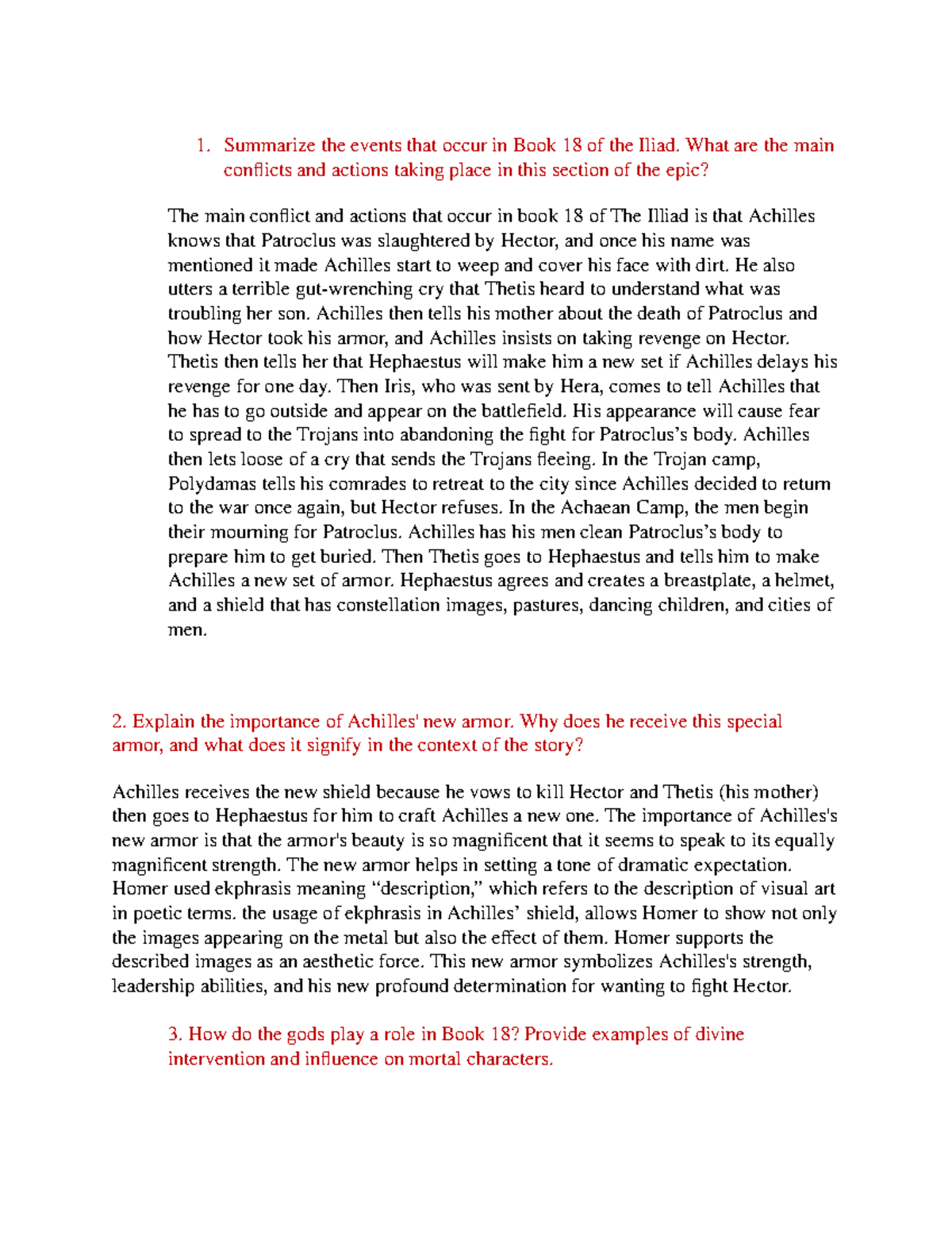 English CW W3 - hgyh - Summarize the events that occur in Book 18 of ...