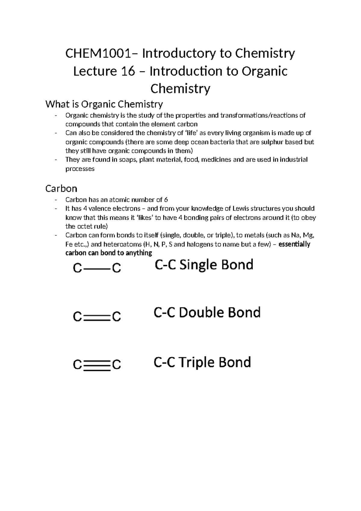 CHEM1001 - Lecture 16 - CHEM1001– Introductory to Chemistry Lecture 16 ...