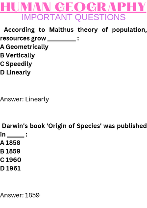 Human Geography 2 - HUMAN GEOGRAPHY IMPORTANT QUESTIONS Primitive ...