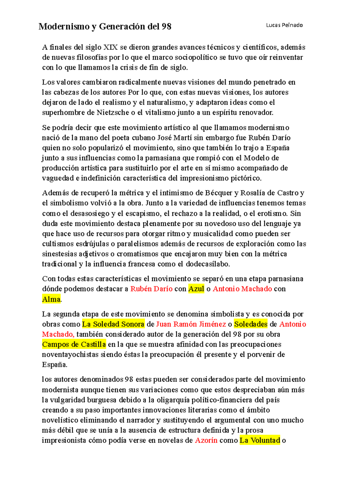 Gen 98 - Epígrafe para la evau de la generación del 98. - Modernismo y ...