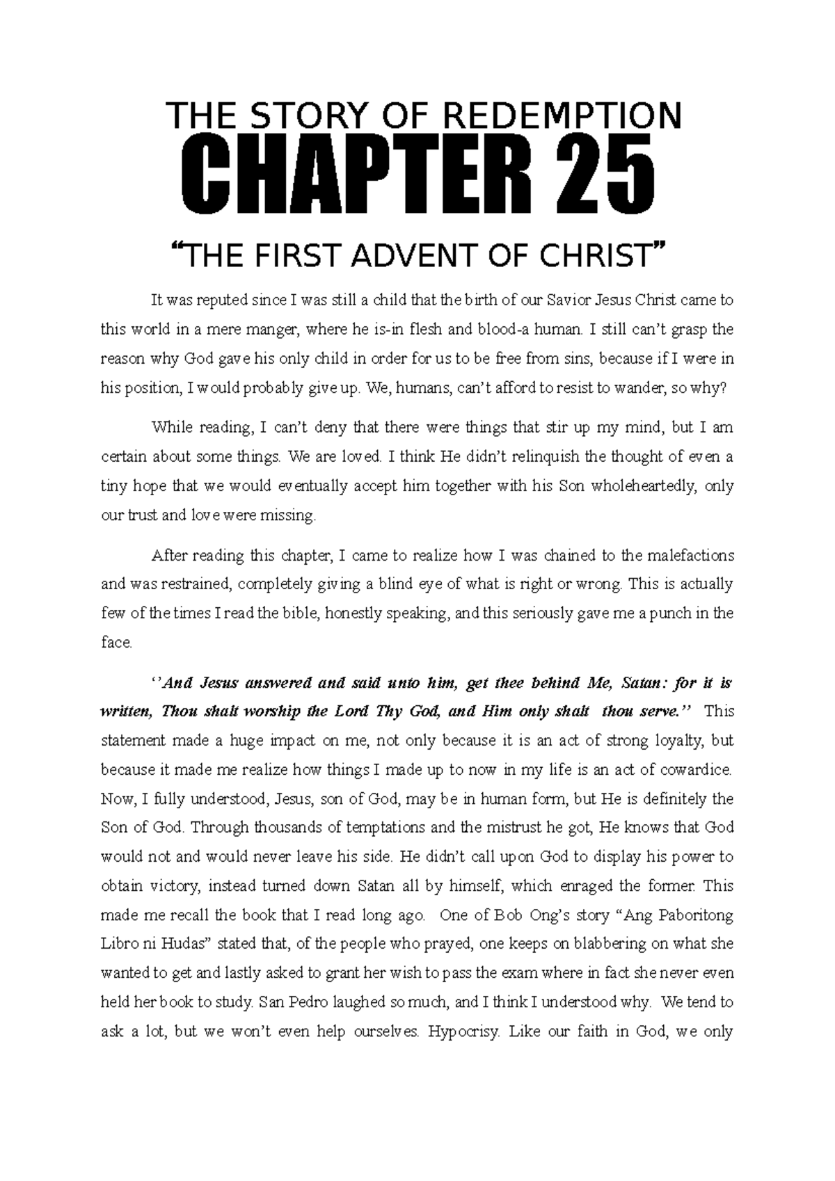 THE Story OF Redemption Chapter 25 THE First Advent OF Christ - THE ...