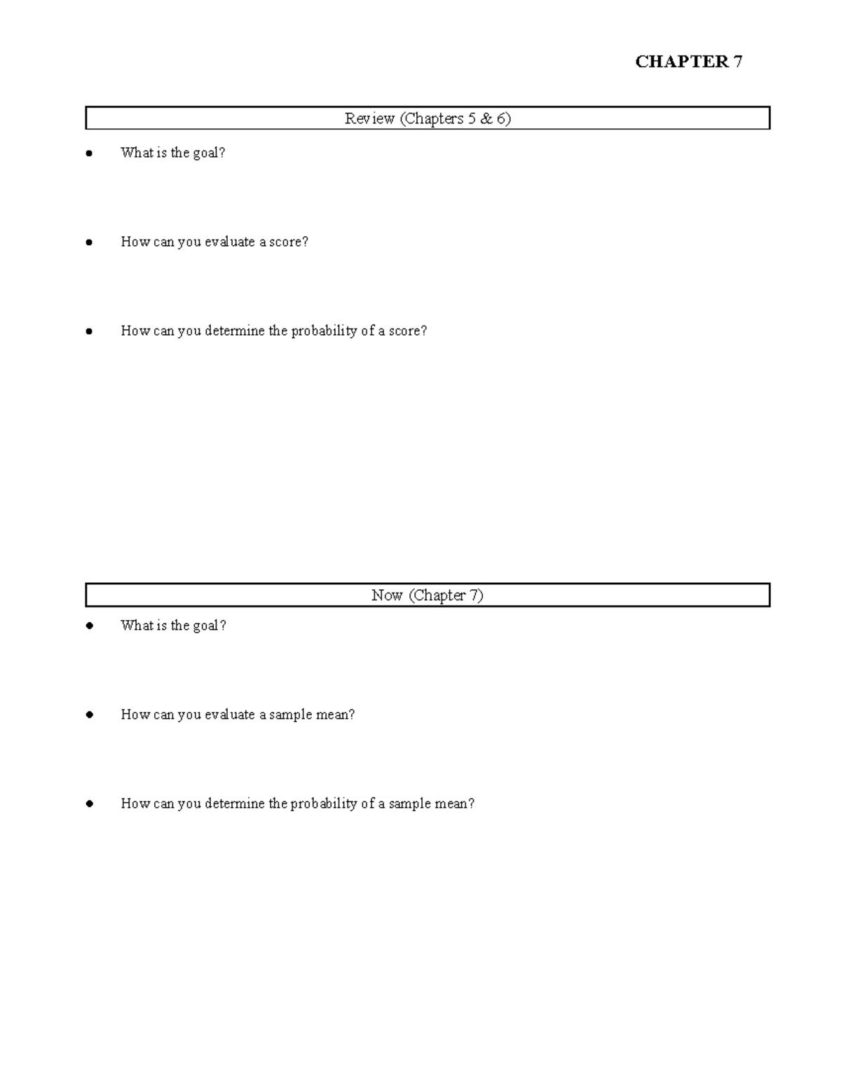 Ch 7 Single mean - note - CHAPTER 7 Review (Chapters 5 & 6) What is the ...