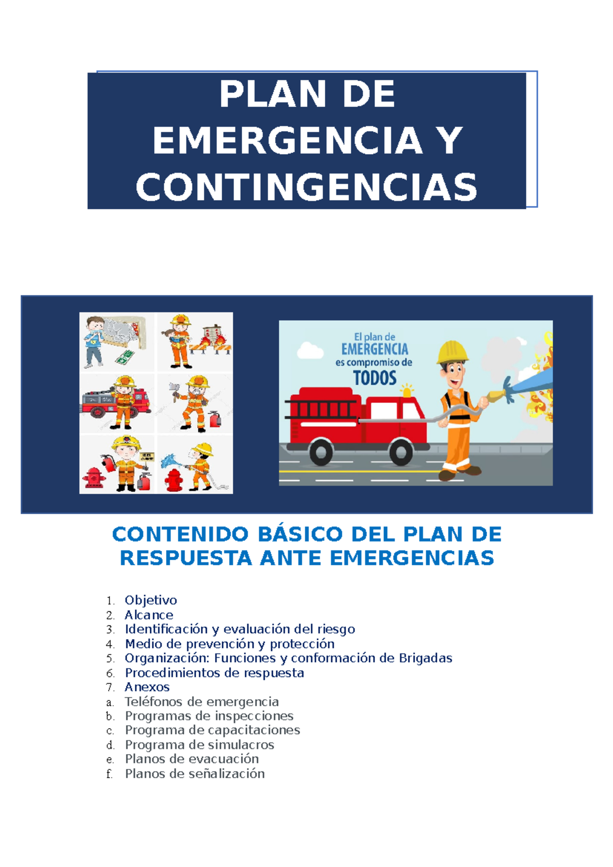 PLAN DE Emergencia Y Contingencias-TR2 - PLAN DE EMERGENCIA Y CONTINGENCIAS CONTENIDO BÁSICO DEL ...