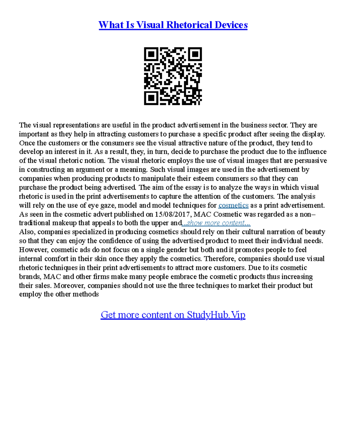 Visual Rhetoric Essay - What Is Visual Rhetorical Devices The visual ...