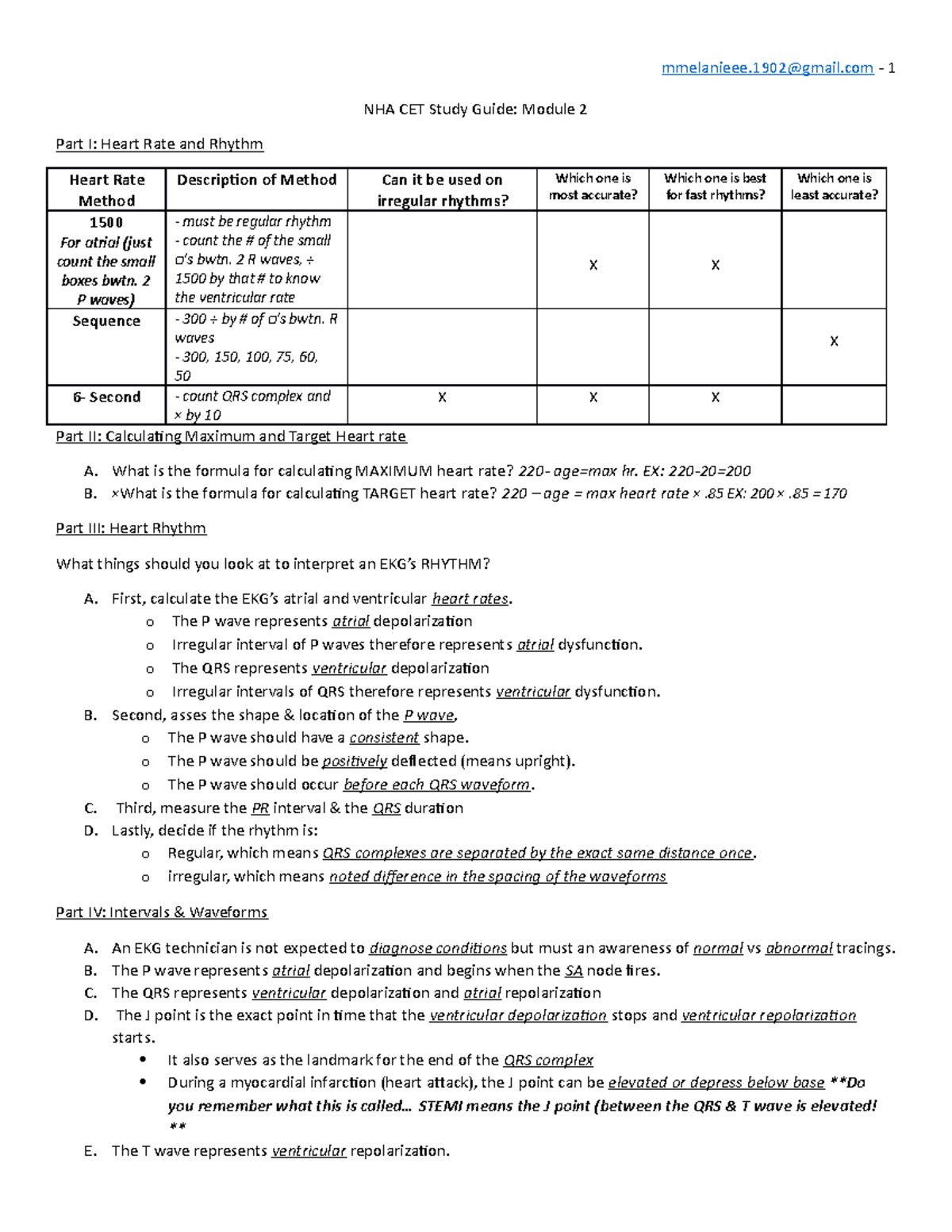 NHA CET Study Guide Module 3 - 2 P waves) must be regular rhythm count ...