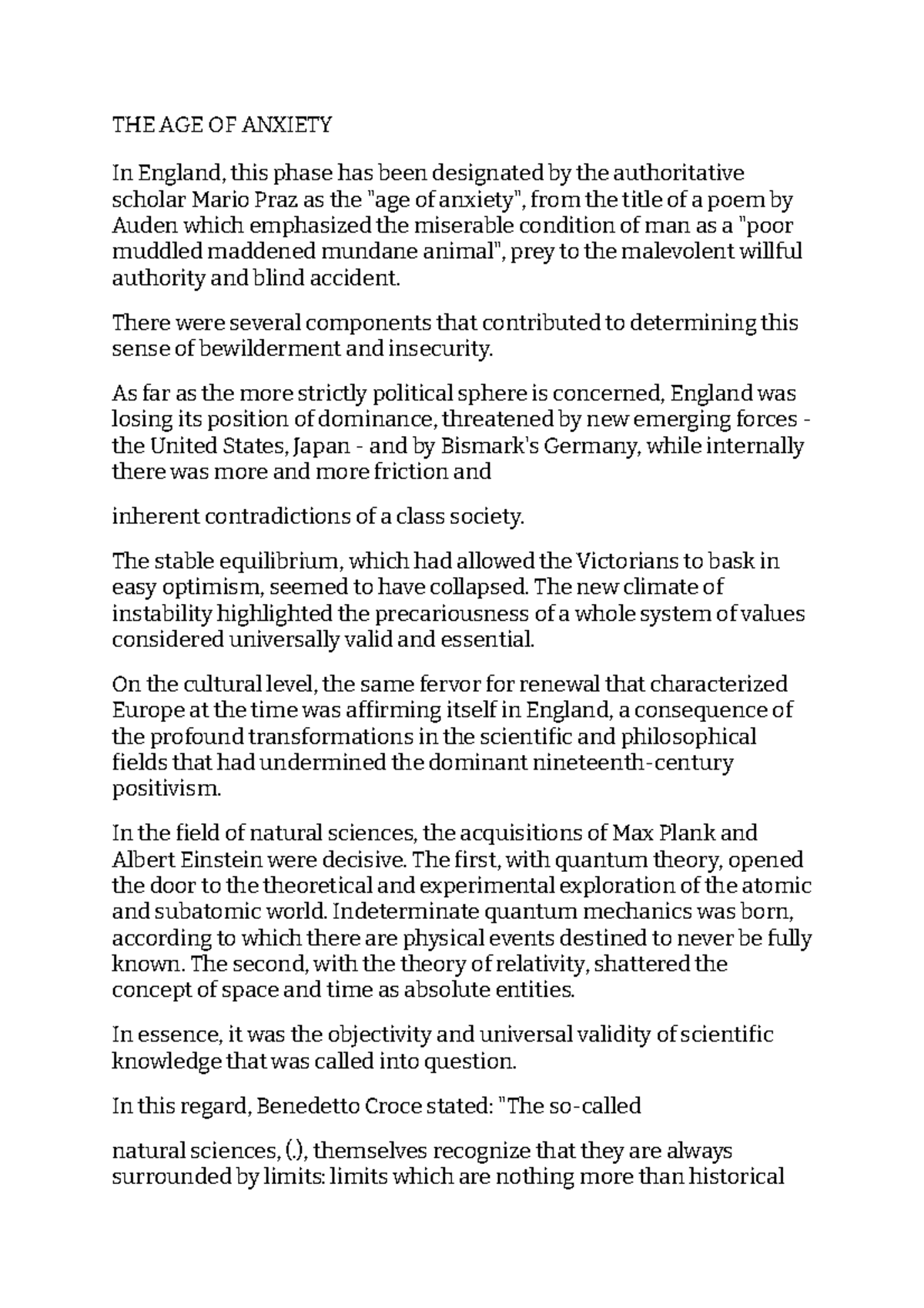 THE AGE OF Anxiety - THE AGE OF ANXIETY In England, this phase has been ...